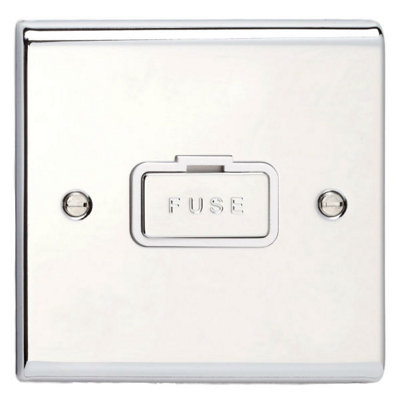 Deta SD1360CHW Unswitched Spur Unit - 13 Amp (Polished Chrome /White ...