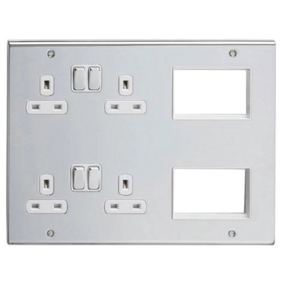 Deta SD1975CHW Multi-Media Lounge Plate with 2 x Twin Switch Sockets ...