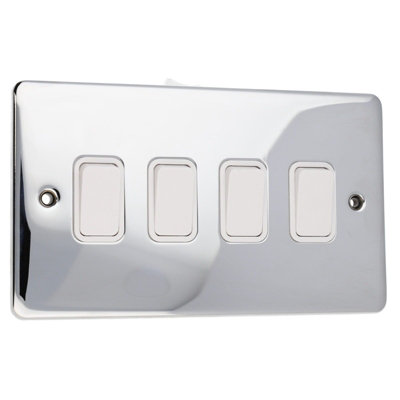 DETA VE1244CHW 4G Four Gang Light Switch 10A 2 Way Wall Faceplate ...