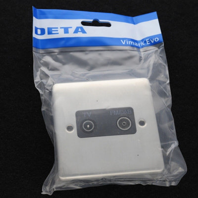 DETA VE1265SSB TV Aerial Freeview RF & DAB FM Wall Faceplate Stainless ...