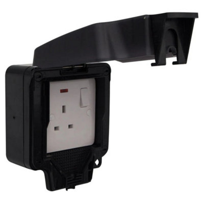 Deta VWP1207DPN WeatherPro IP66 13A Switched Socket DP with Neon 1 Gang