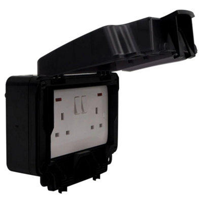 Deta VWP1209DPN WeatherPro IP66 13A Switched Socket DP with Neons 2 Gang
