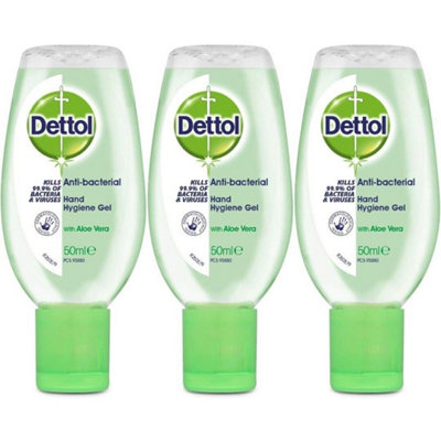 Dettol Anti-Bacterial Hand Hygiene Gel with Aloe Vera 50ml Pack of 3 ...