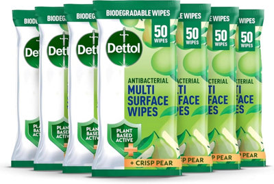 Dettol Antibacterial Multi Surface Cleaning Wipes, Crisp Pear, 350 (50 ...