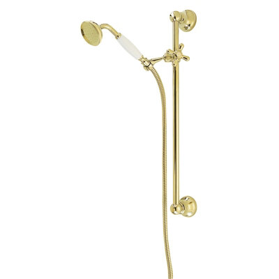 Deva Antique Traditonal Gold Shower Kit Riser Rail Slide Bar + Head + Hose