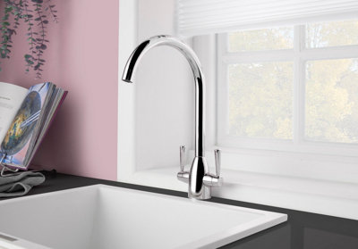 Deva Carlow Chrome Dual Lever Kitchen Sink Mixer Tap - Sleek & Durable ...