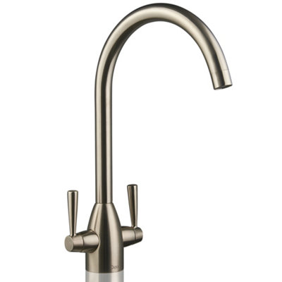 Deva Carlow Dual Lever Kitchen Sink Mixer Tap In Brushed Chrome - Sleek ...