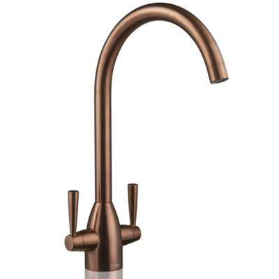 Deva Carlow Dual Lever Kitchen Sink Mixer Tap In Brushed Copper - Sleek ...