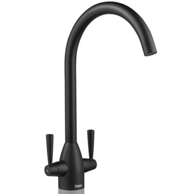 Deva Carlow Dual Lever Kitchen Sink Mixer Tap In Matte Black - Sleek ...
