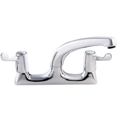Deva Lever Action Deck Mounted Kitchen Sink Mixer Tap Chrome Swivel ...