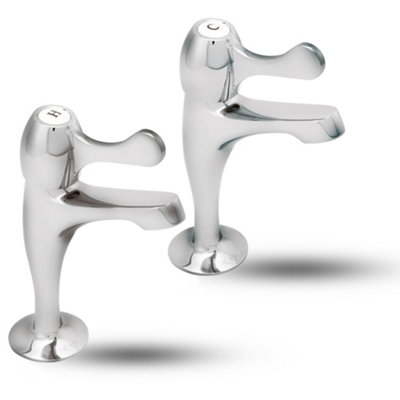 Deva Lever Action Kitchen Sink Taps Pair - Chrome Hot & Cold Ceramic ...