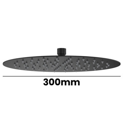 Deva Matte Black Large 300mm Round Rainfall Shower Head, Luxurious Full ...