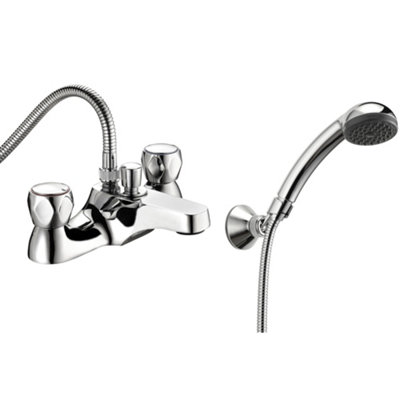 Deva Profile Deck Mounted Bath Filler Mixer Taps In Chrome With Shower ...
