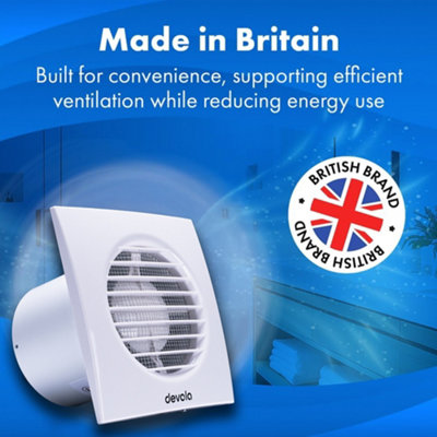 Devola 100mm Axial Extractor Fan with Pull Cord, 4 Inch Bathroom Fan ...