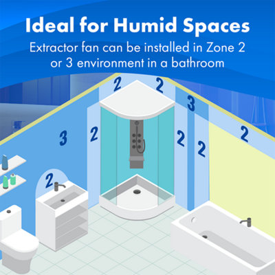 Devola 100mm Mixed Flow Bathroom Extractor Fan, 4 inch Quiet Tile ...
