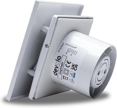 Devola 100mm Mixed Flow Bathroom Extractor Fan with Humidistat, 4 inch ...