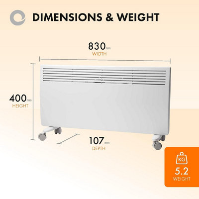 DEVOLA 2000W ECO ELECTRIC PANEL HEATER WITH ADJUSTABLE THERMOSTAT AND ...