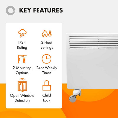DEVOLA 2000W ECO ELECTRIC PANEL HEATER WITH ADJUSTABLE THERMOSTAT AND ...