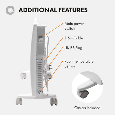 Devola 2000W Eco Electric Panel Heater with Adjustable Thermostat and ...