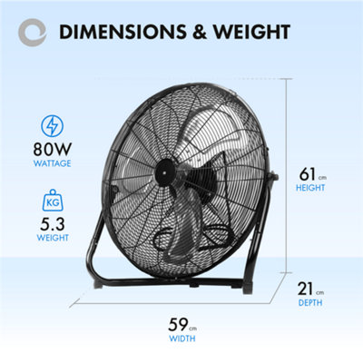 Devola High Power 80W 3 Speed 20-inch DC Floor Fan - Black - DV20FFB ...