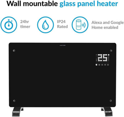 DEVOLA SMART ELECTRIC GLASS PANEL HEATER 1500W WITH WIFI & ALEXA, TIMER ...