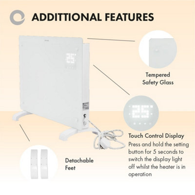 Devola Smart Electric Glass Panel Heater 1500W with WiFi & Alexa, Timer ...