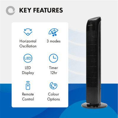 Devola Tower Fan with Remote Control 33-Inch Quiet Cooling Oscillating ...