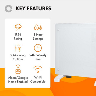 Devola Wifi Smart Electric Glass Panel Heater 500W, Alexa Heating ...