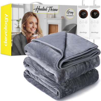 Devology Dual Control Heated Throw Electric Blanket 12H Timer 6 ...