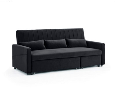 Black velvet sleeper sofa store