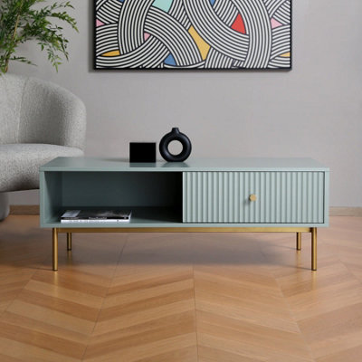 DEVON - COFFEE TABLE WITH DRAWER - SAGE