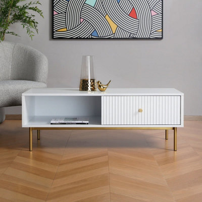 Devon - Coffee Table with Drawer - White