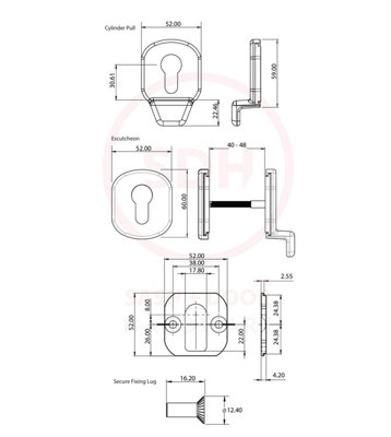 Devoran Euro Pull Escutcheon - Pewter