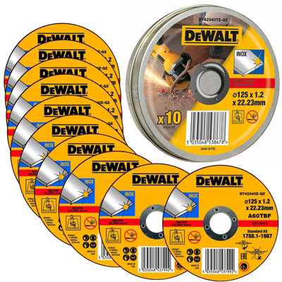 Dewalt 125mm 4.5" 1.2mm Thin INOX Metal Cutting Disc 22mm Bore Flat ...