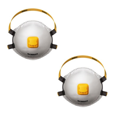 Dewalt 2 Pack FFP3 Disposable Particulate Respirator Dust Face Masks ...