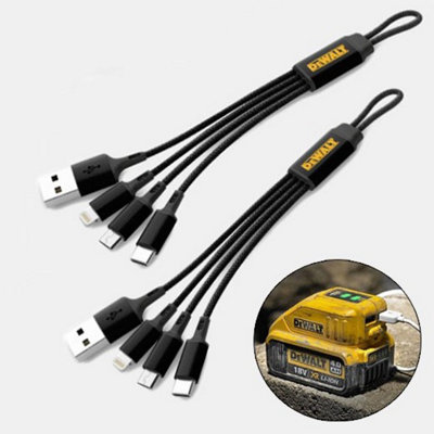 Dewalt 3 in 1 Multi Head USB Charger Cable iPhone Android Charging Lead ...