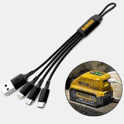 Dewalt 3 in 1 Multi Head USB Charger Charging Cable iPhone Android ...