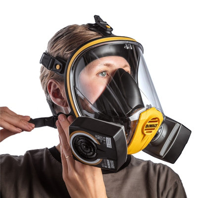 Dewalt A2P3 Full Face Large Dust Mask Respirator + Extra Filters + Gloves