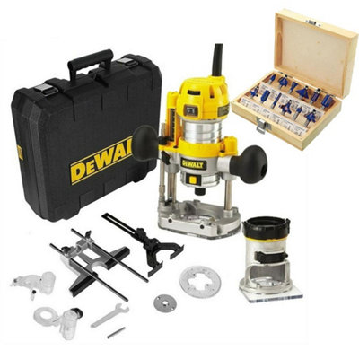 Dewalt D26204K 110v 1/4" Corded Plunge Fixed Base 2 in 1 Router + 12pc ...