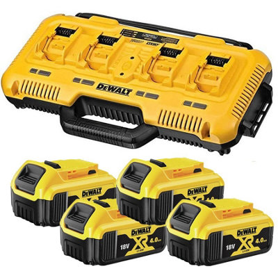DeWalt DCB104 18v Li-Ion XR 4 Port Fast Battery Charger + 4 x 4.0Ah ...