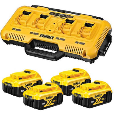 DeWalt DCB104 18v Li-Ion XR 4 Port Fast Battery Charger + 4 x 5.0Ah ...