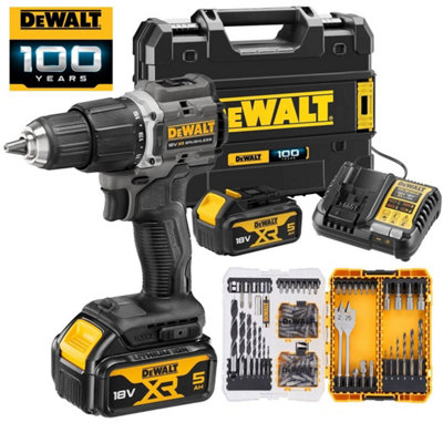Dewalt DCD100P2T Black 18v XR Brushless Compact Combi Hammer Drill + 100PC Set