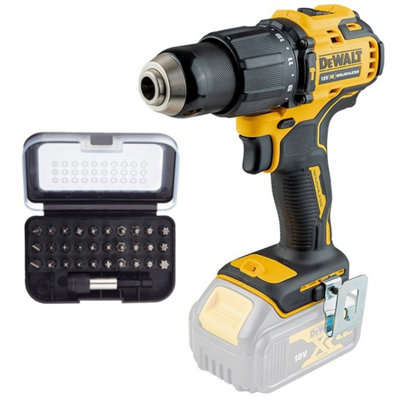 Dewalt DCD709N 18v XR Li-Ion Brushless Compact Combi Hammer Drill + 32pc Acc Set at B&Q