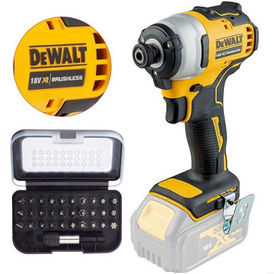 Dewalt DCF809N 18v XR Brushless Compact Impact Driver Bare Tool + 32pc ...