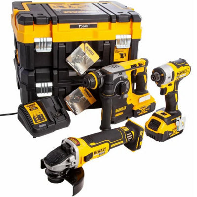 Dewalt DCK305P2T 18v XR Brushless Kit - DCG405 Grinder DCF887 Impact ...