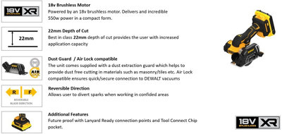 Dewalt DCS438N 18v XR Brushless Cut Off Circular Saw 76mm + Multi ...