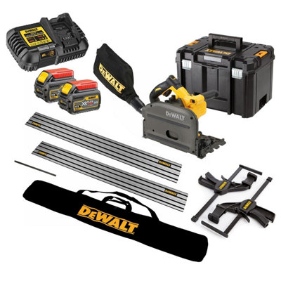 Dewalt DCS520T2 54v XR FLEXVOLT Cordless Plunge Saw + 2 Guide Rails ...