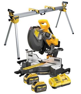 Dewalt DCS781X2 XR FlexVolt Cordless Mitre Saw 305mm 54V 2 x 9.0Ah DE7023 Stand