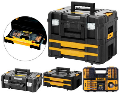 Dewalt Drill Case TStak Combo II + IV Tool Storage Boxes + 100pc ...