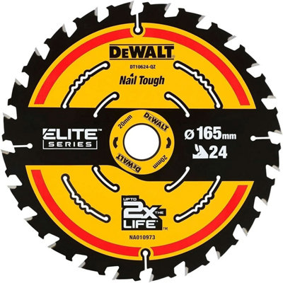 Dewalt DT10624 Circular Saw Blade 165 x 20mm x 24 Tooth ELITE Extreme ...